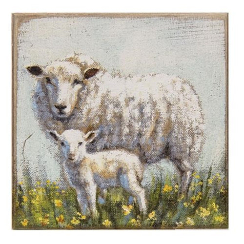 Sheep & Lamb Distressed Block — The Cranberry Creek